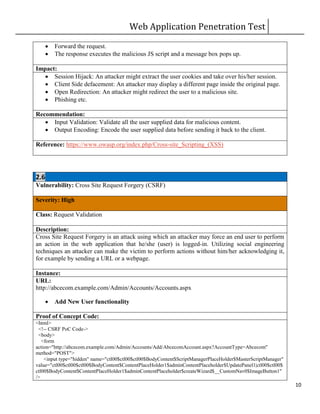 Web PenTest Sample Report | PDF