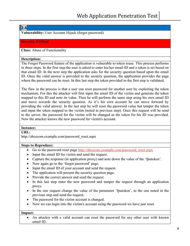 Web PenTest Sample Report | PDF