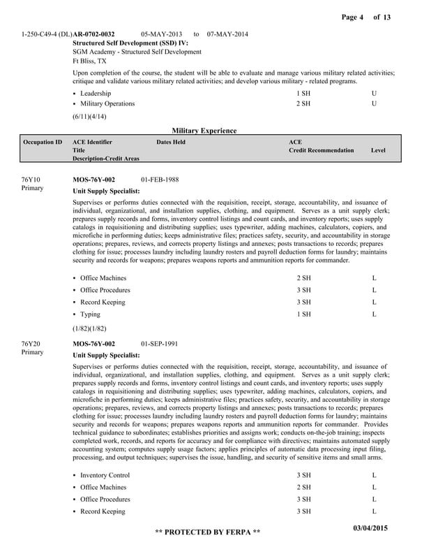 My Joint Service Transcript (JST) - Army | PDF