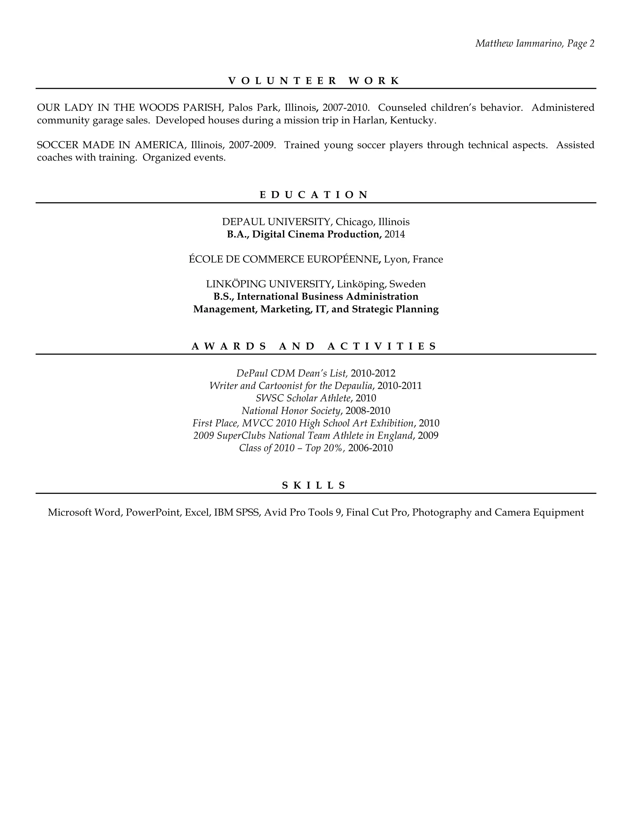 2015 Resume_IAMMARINO | PDF