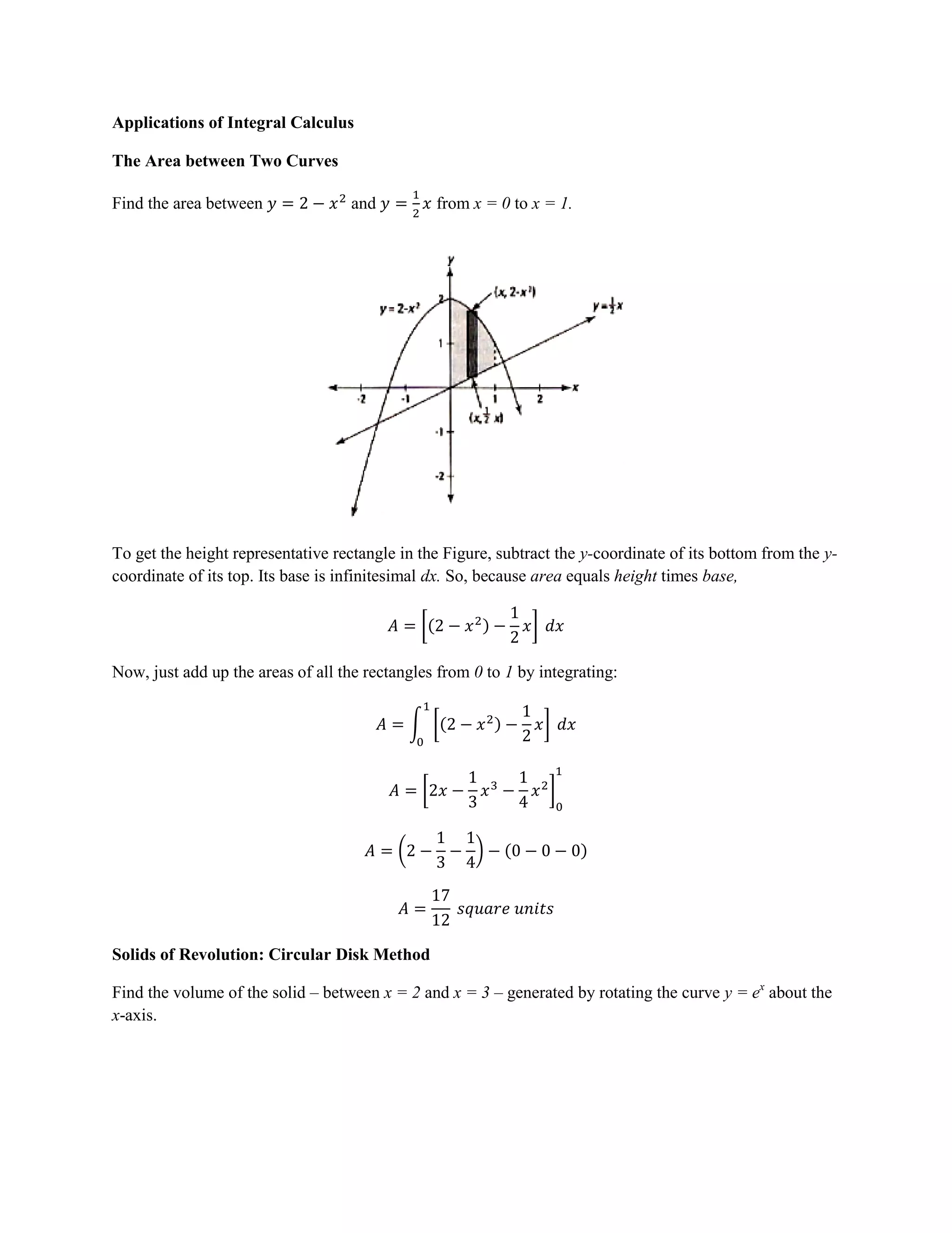 010 applications of integral calculus | PDF