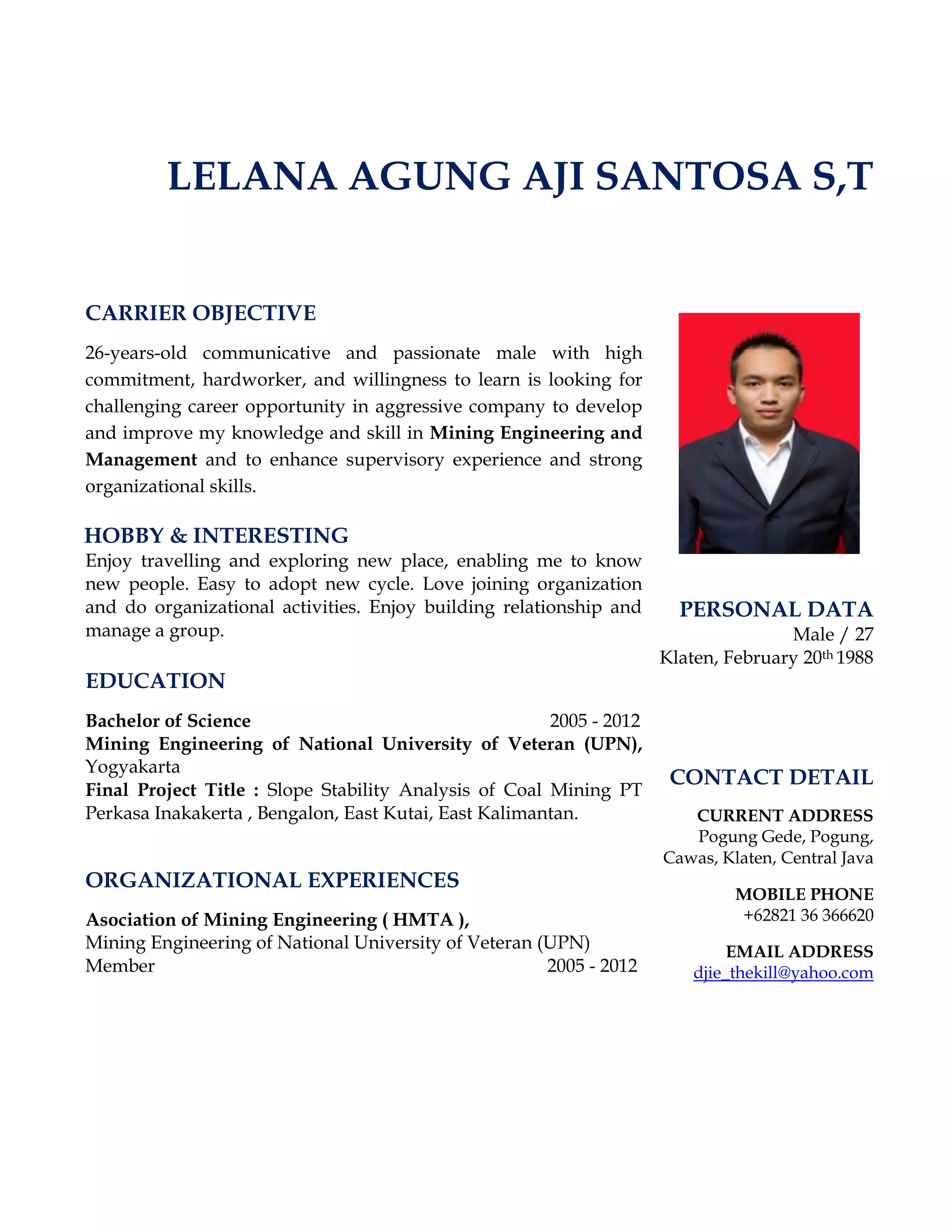 Lelana Agung Aji Santosa_CV | PDF | Civil Engineering Industry | Industries