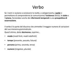 010 Morfologia e Classificazione dei Verbi | PPTX