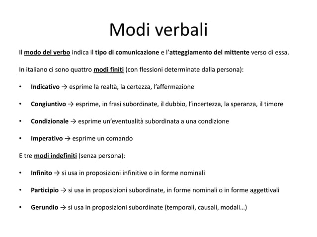 010 Morfologia e Classificazione dei Verbi | PPTX