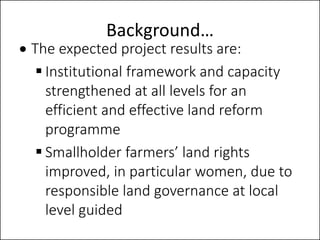 Promoting Responsible Land Governance for Sustainable Agriculture in ...