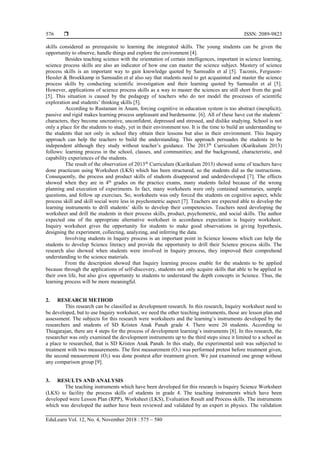 The Development of Inquiry Science Worksheet to Facilitate the Process ...