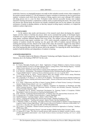 The Development of Inquiry Science Worksheet to Facilitate the Process ...