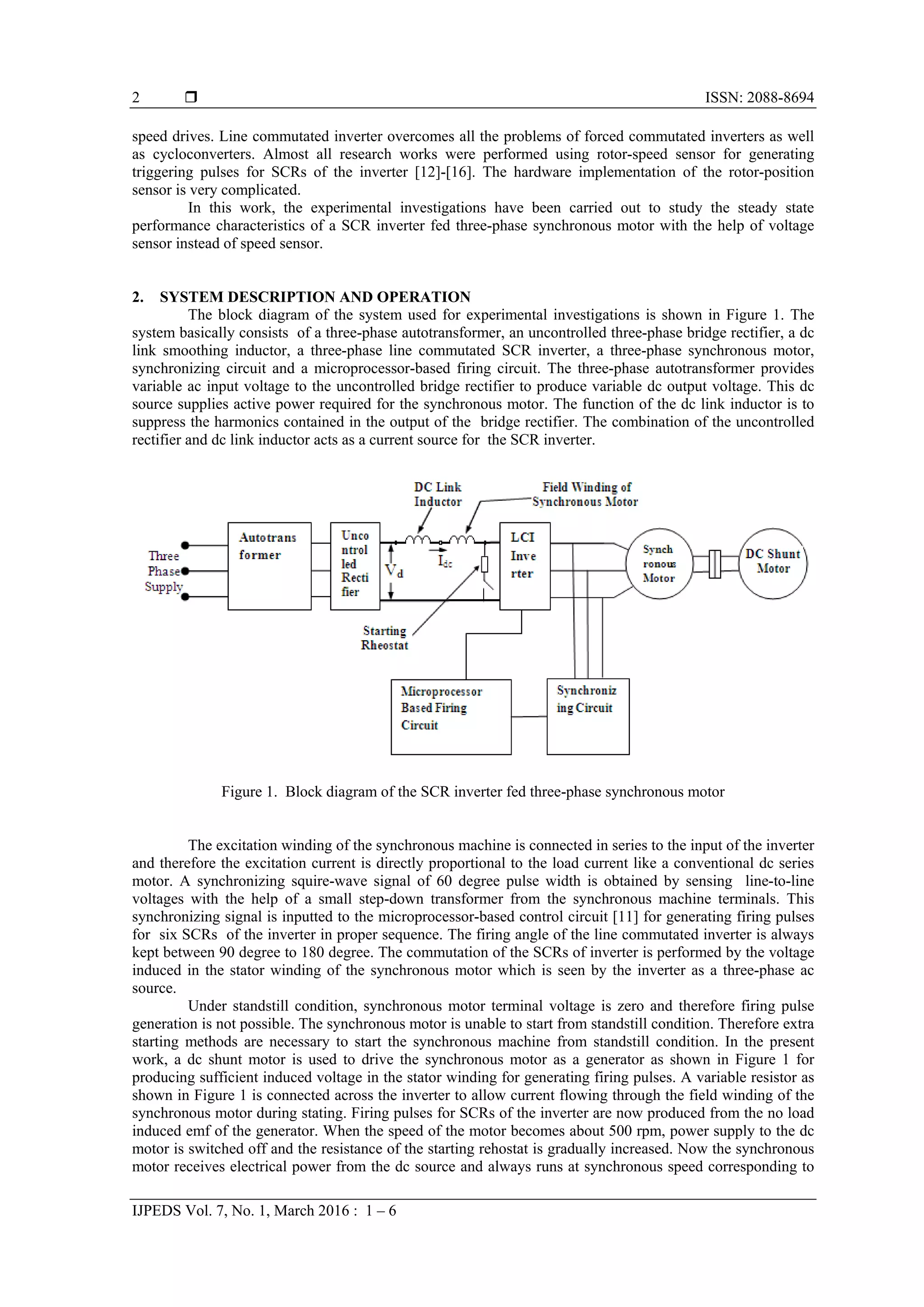 Experimental Investigations of the Self-Controlled Synchronous Motor Connected to a Three-Phase ...