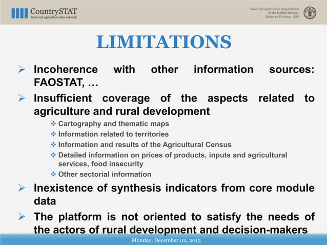 LIMITATIONS AND FUTURE OF CountrySTAT: STATISTICS MODULES | PPT