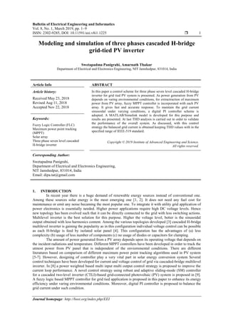 Modeling and simulation of three phases cascaded H-bridge grid-tied PV inverter | PDF