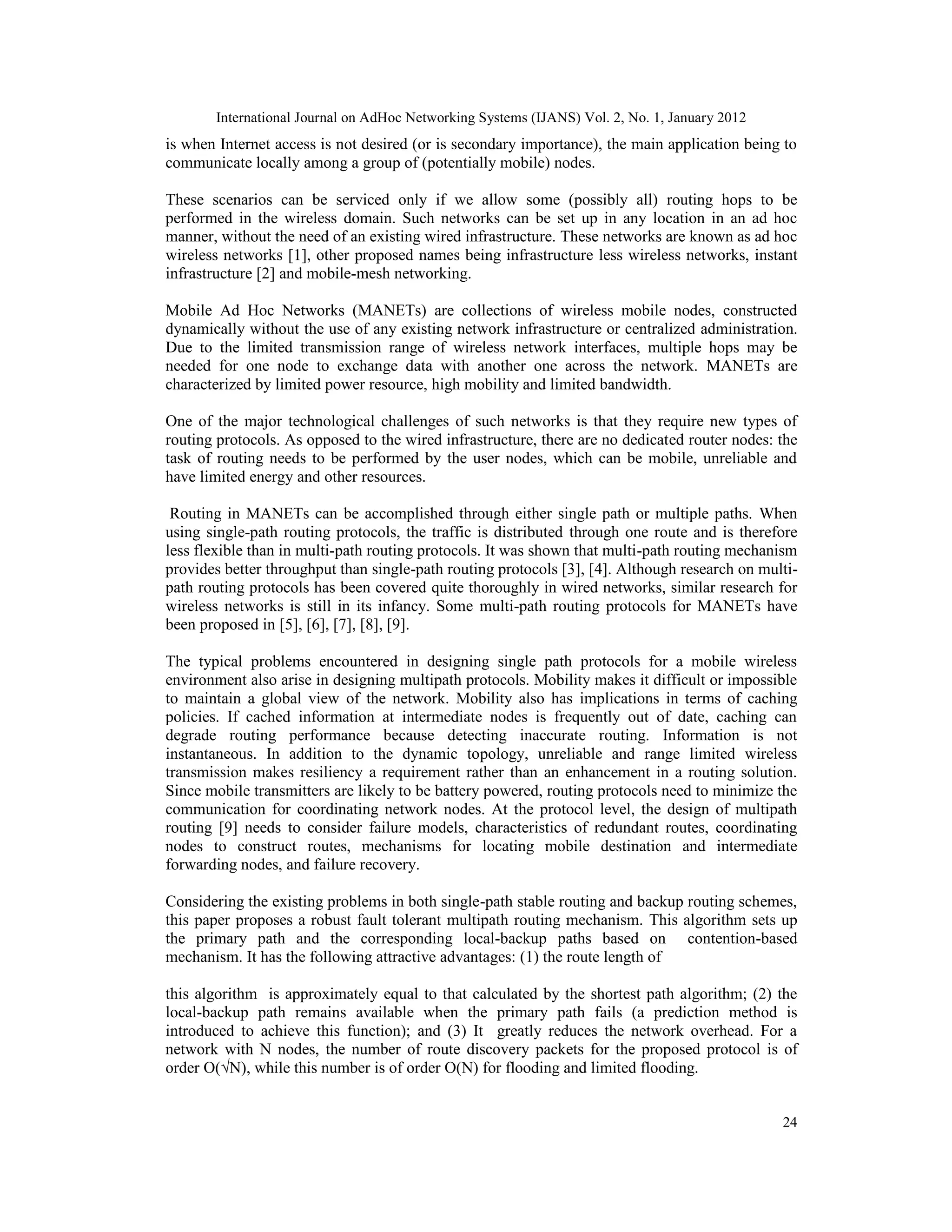 Multipath Fault Tolerant Routing Protocol in MANET | PDF