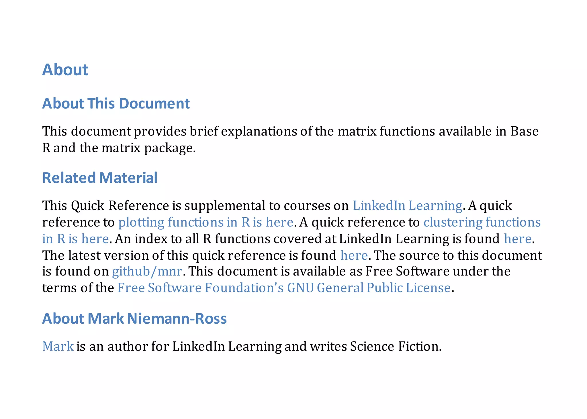 R Matrix Math Quick Reference | PPT