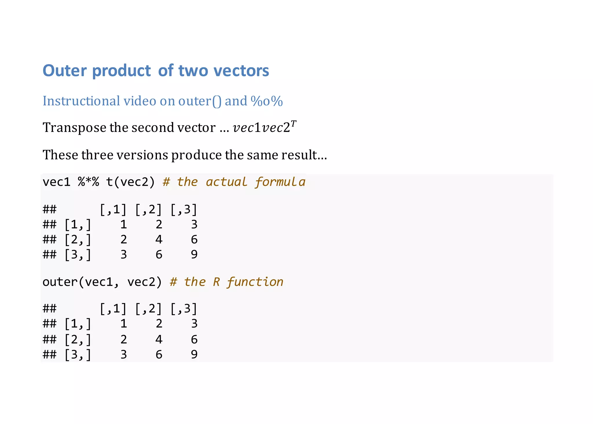 R Matrix Math Quick Reference | PPT