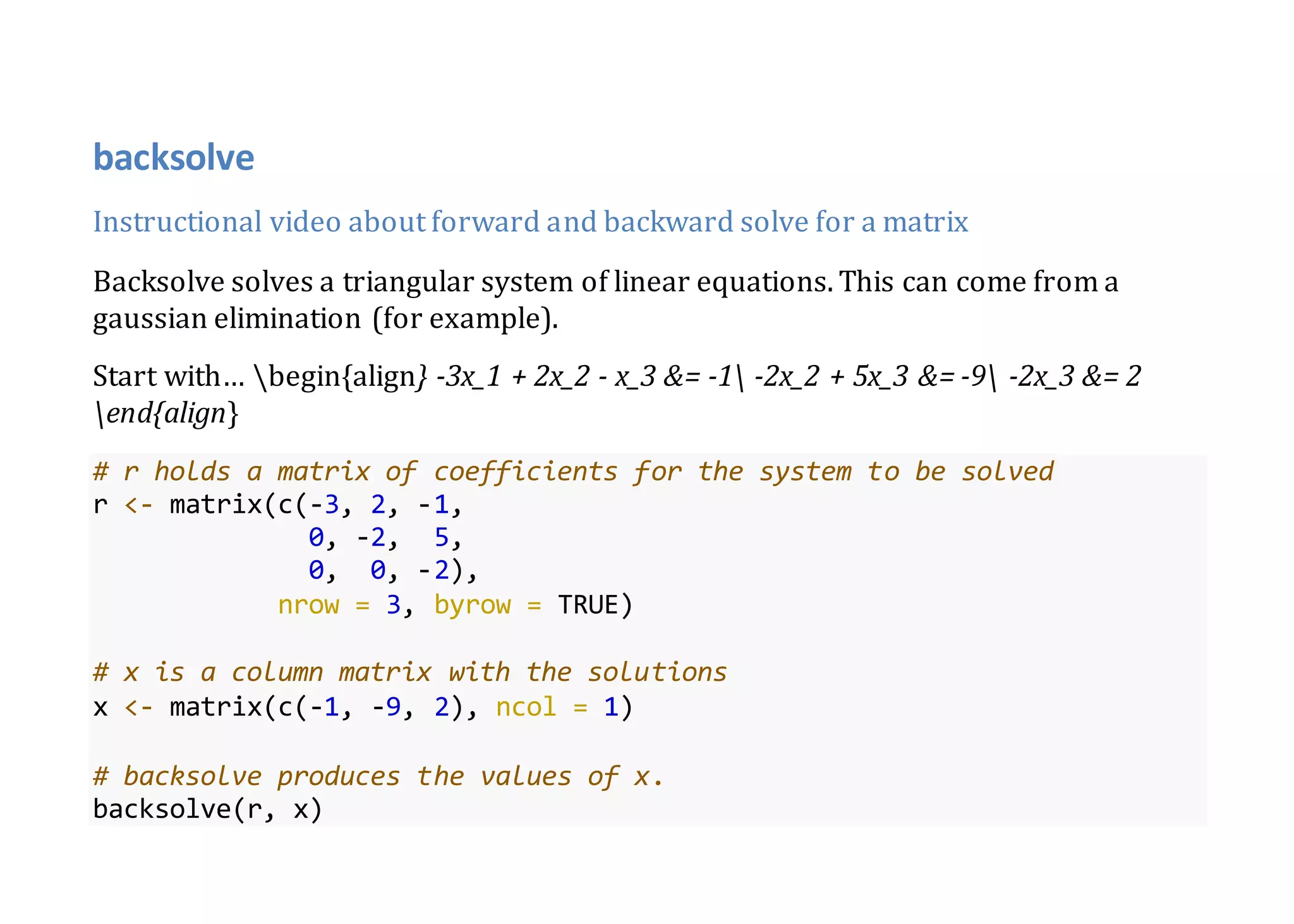 R Matrix Math Quick Reference | PPT
