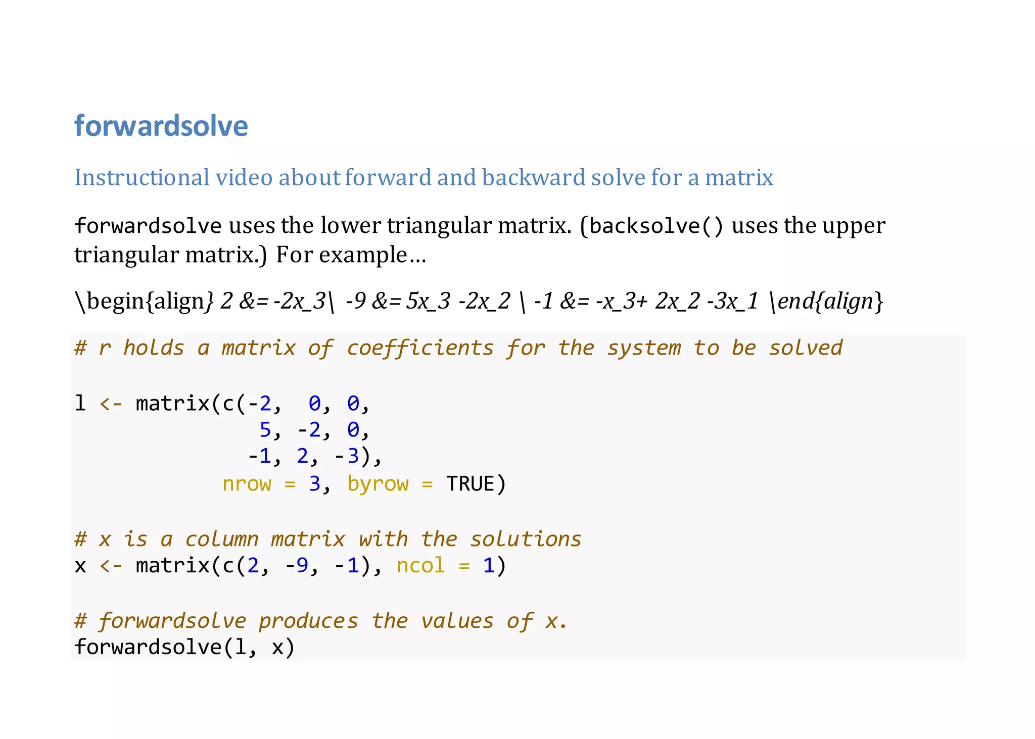 R Matrix Math Quick Reference | PPT