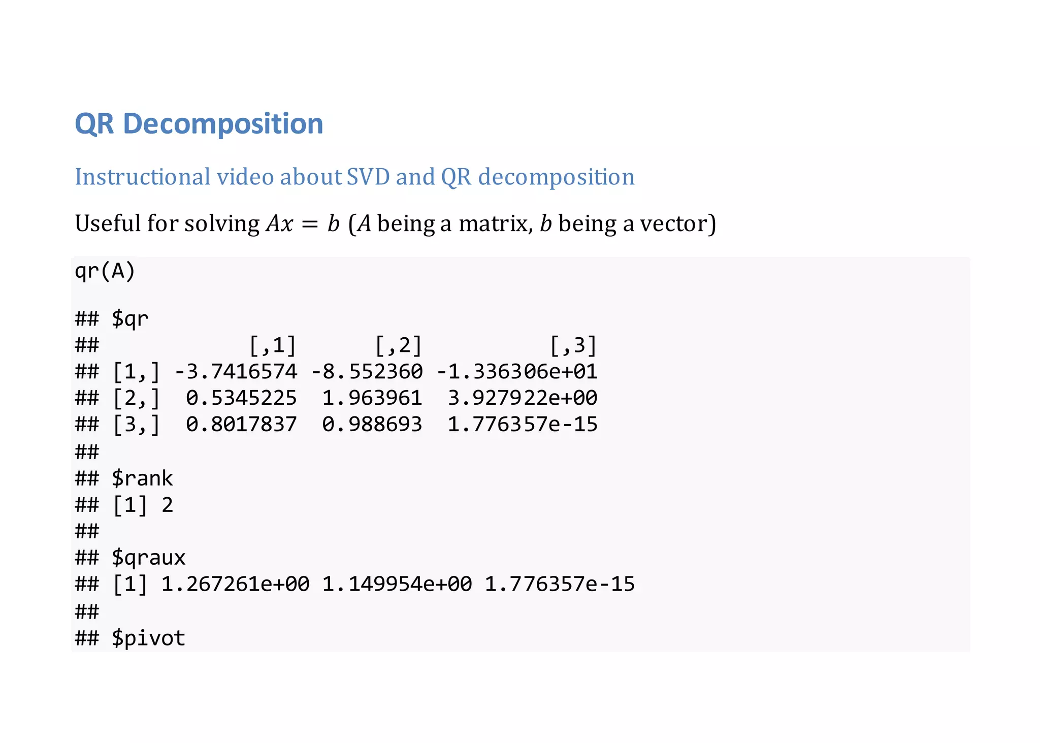 R Matrix Math Quick Reference | PPT