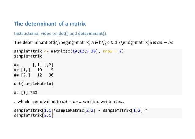 R Matrix Math Quick Reference | PPT