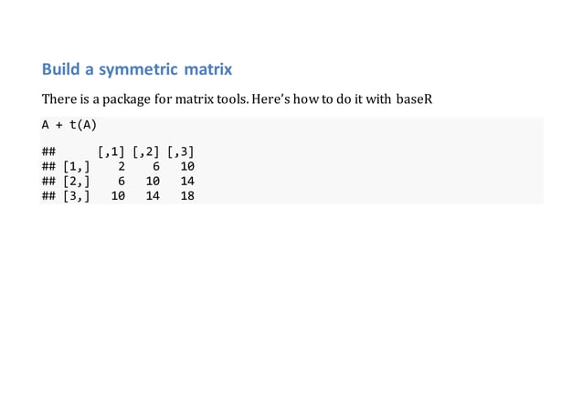 R Matrix Math Quick Reference | PPT