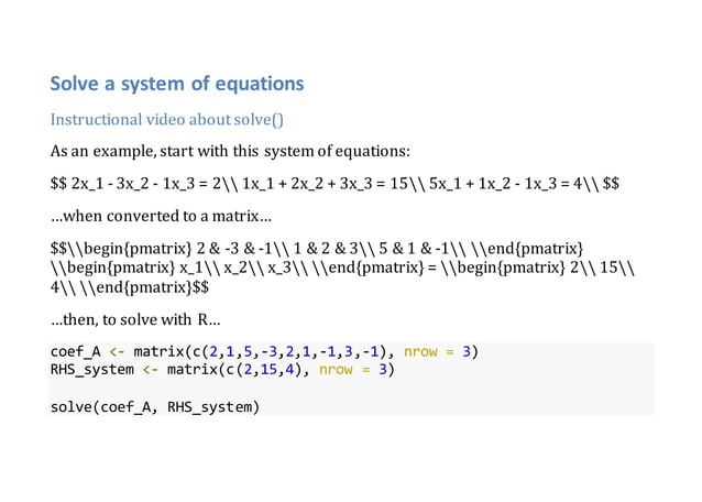 R Matrix Math Quick Reference | PPT