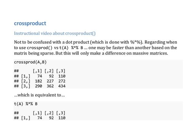 R Matrix Math Quick Reference | PPT