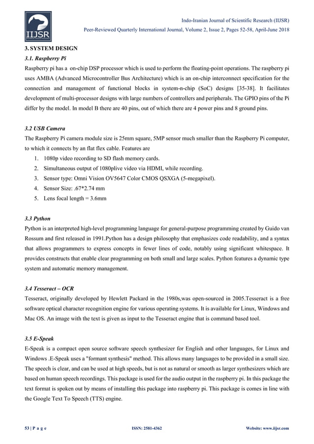 Smart Gadget for Visually Challenged People using Raspberry PI | PDF ...