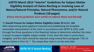Subject Matter Patent Eligibility, 2015, Rodney Sparks | PPT