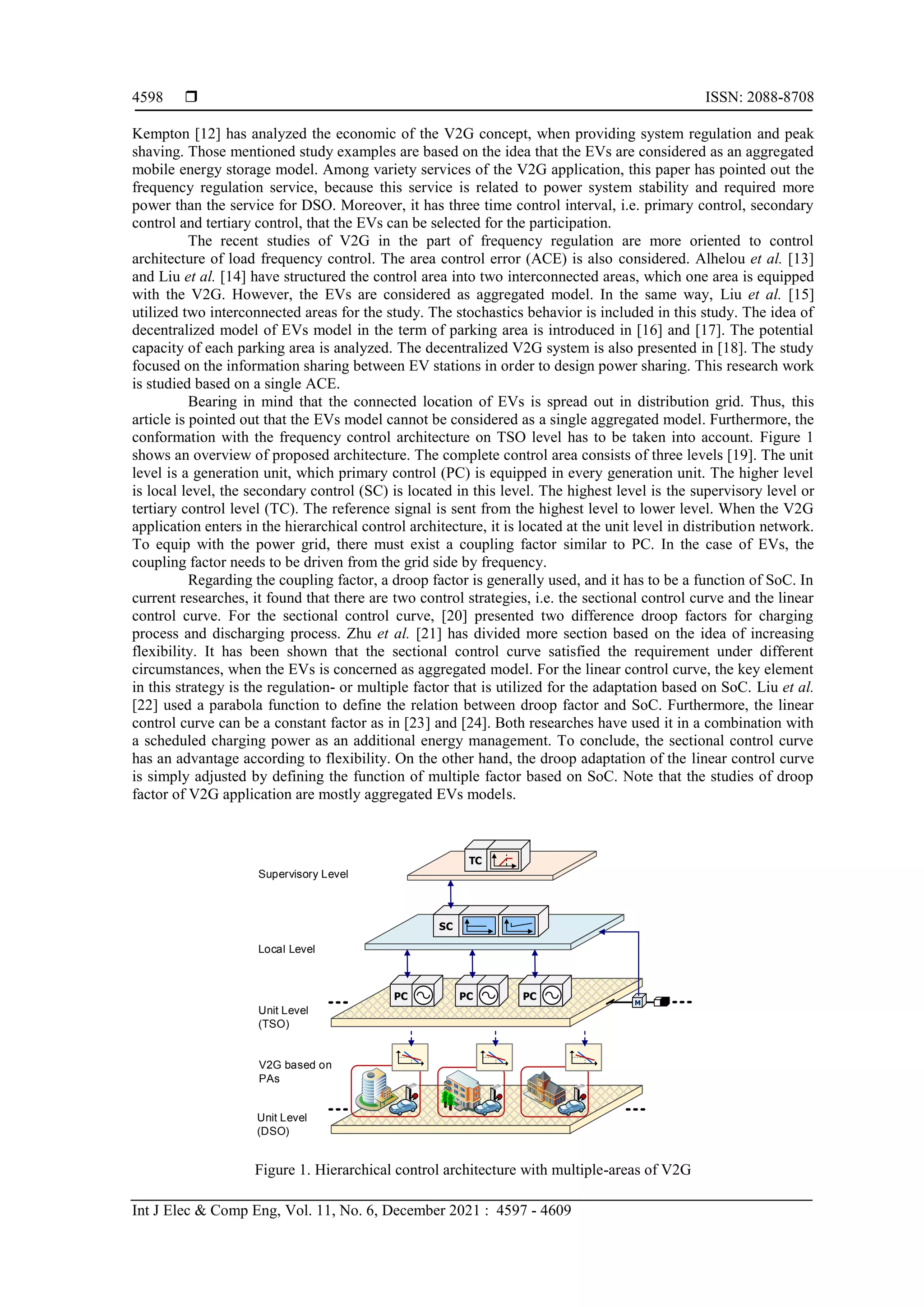 Frequency regulation service of multiple-areas vehicle to grid application in hierarchical ...