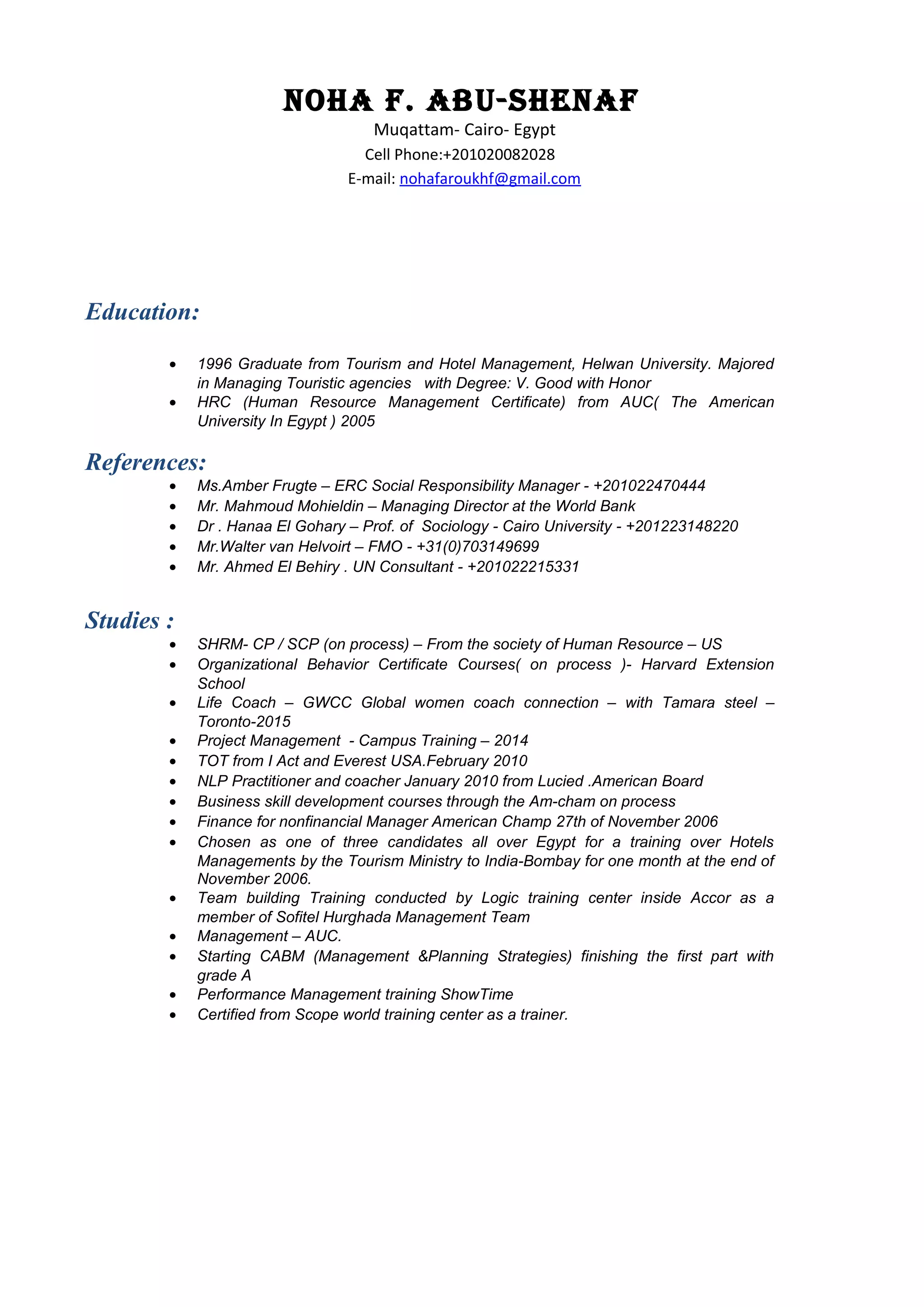 CAREER_PROFILE_Noha_Farouk | PDF | Human Resources | Business