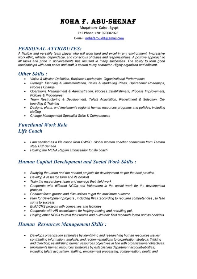 CAREER_PROFILE_Noha_Farouk | PDF | Human Resources | Business