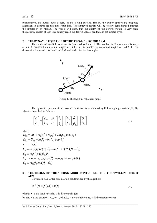 Sliding mode control-based system for the two-link robot arm | PDF