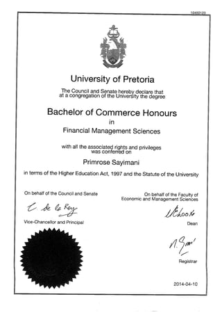 BCom Honours Certificate | PDF