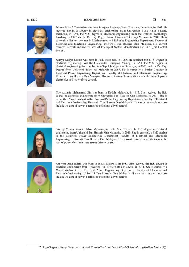 Takagi Sugeno Fuzzy Perpose As Speed Controller In Indirect Field Oriented Control Of Induction