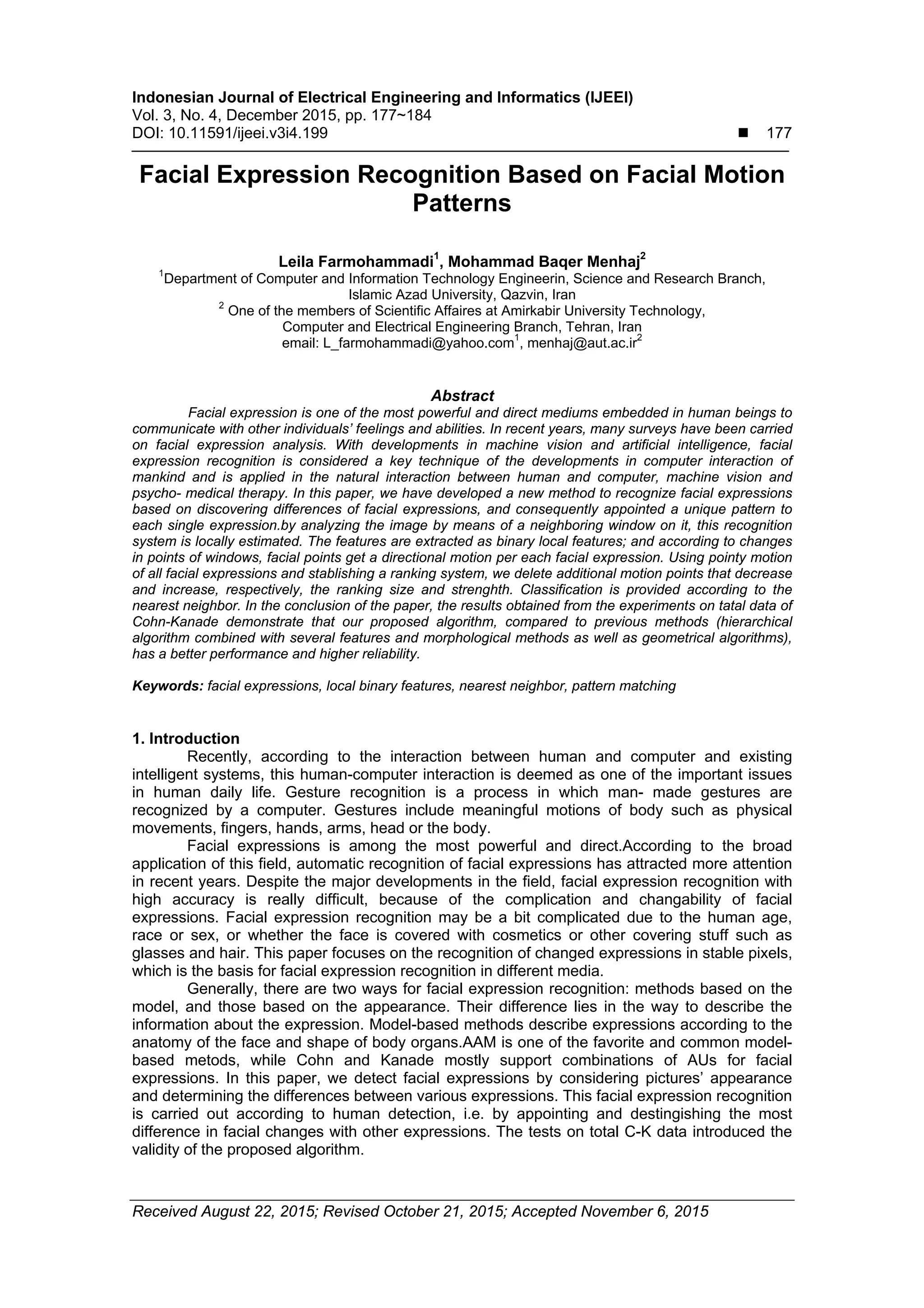 Facial Expression Recognition Based on Facial Motion Patterns | PDF | Photo Editing Software ...