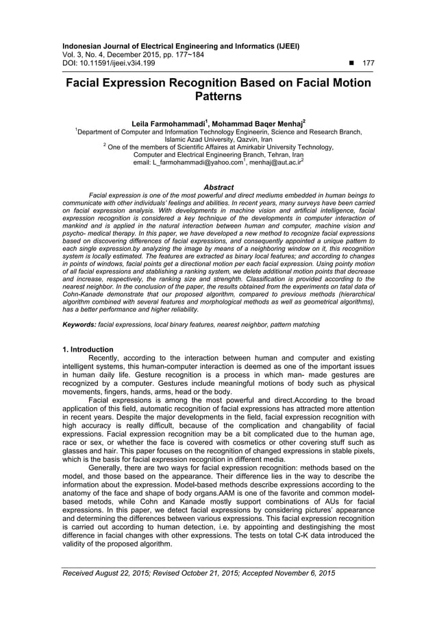 Facial Expression Recognition Based on Facial Motion Patterns | PDF | Photo Editing Software ...