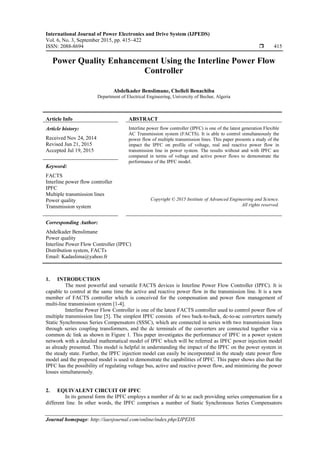 Power Quality Enhancement Using the Interline Power Flow Controller | PDF