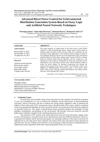 Advanced Direct Power Control for Grid-connected Distribution ...