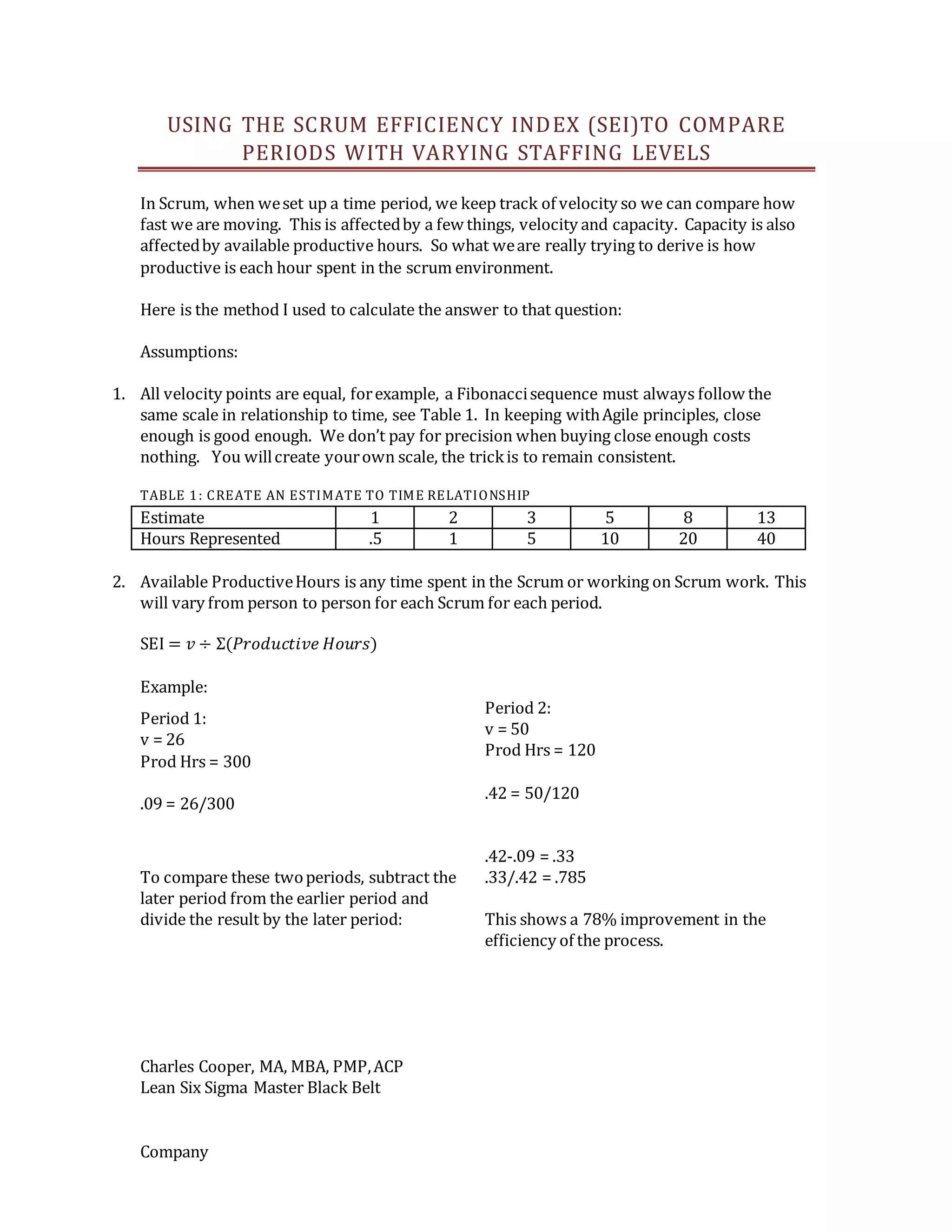 Scrum Efficiency Index | PDF