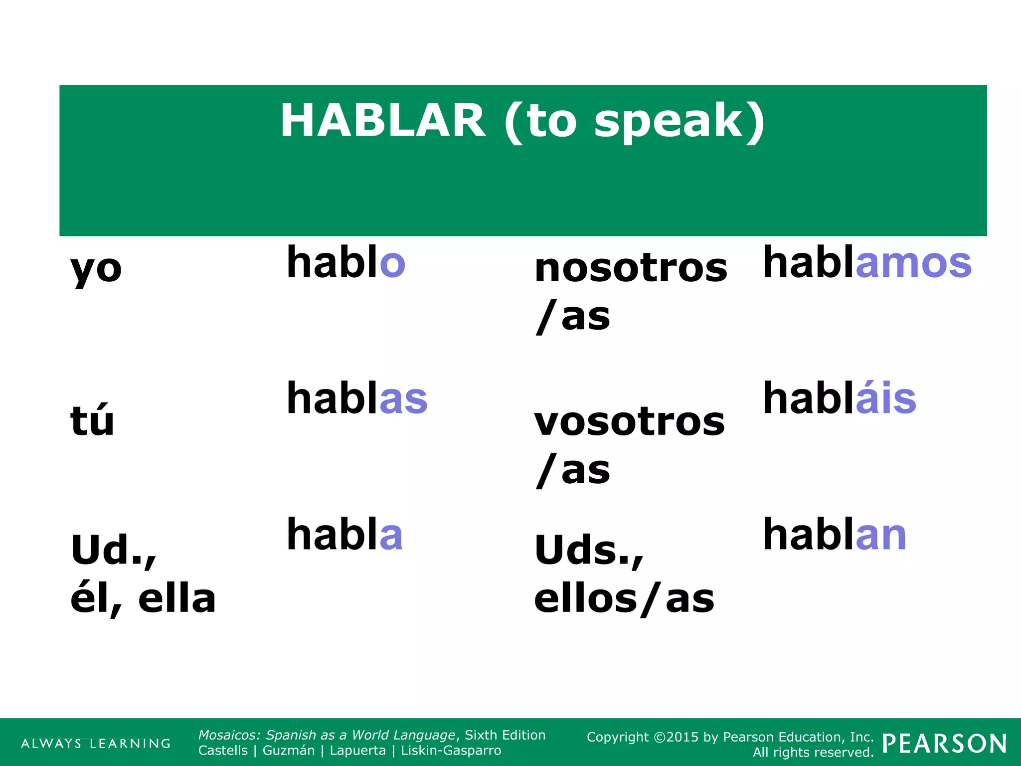 01 1present tense_of_regular_-ar_verbs | PPT
