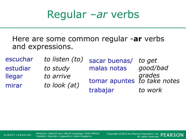 01 1present tense_of_regular_-ar_verbs | PPT