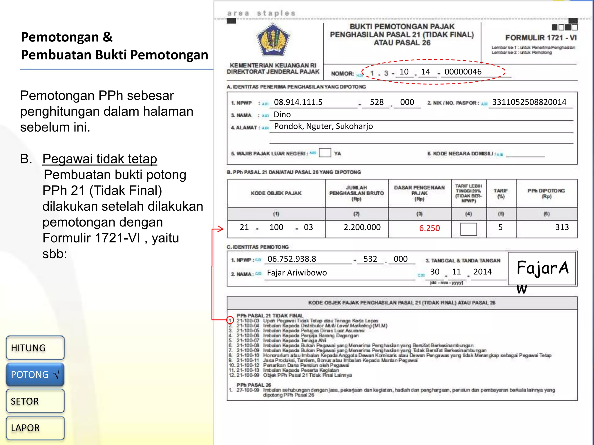 011 simulasi contoh pph21 | PPTX