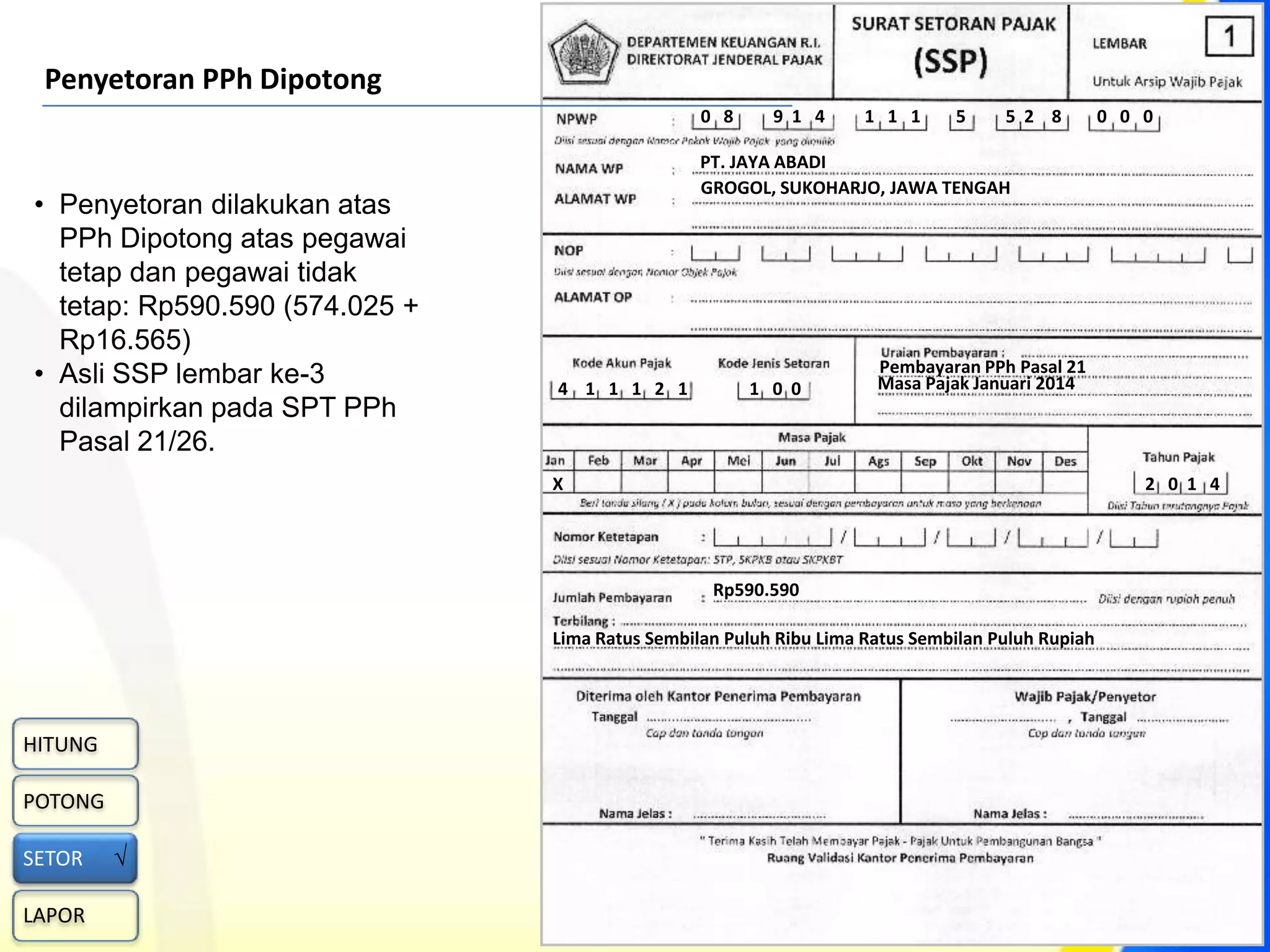 011 simulasi contoh pph21 | PPTX