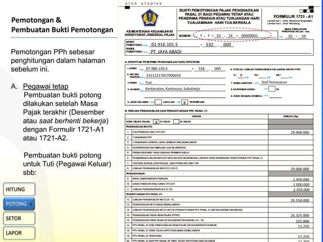 011 simulasi contoh pph21 | PPTX