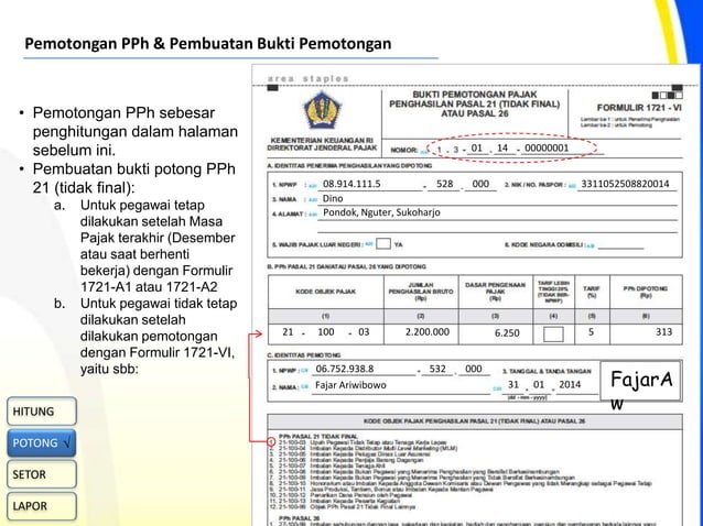011 simulasi contoh pph21 | PPTX