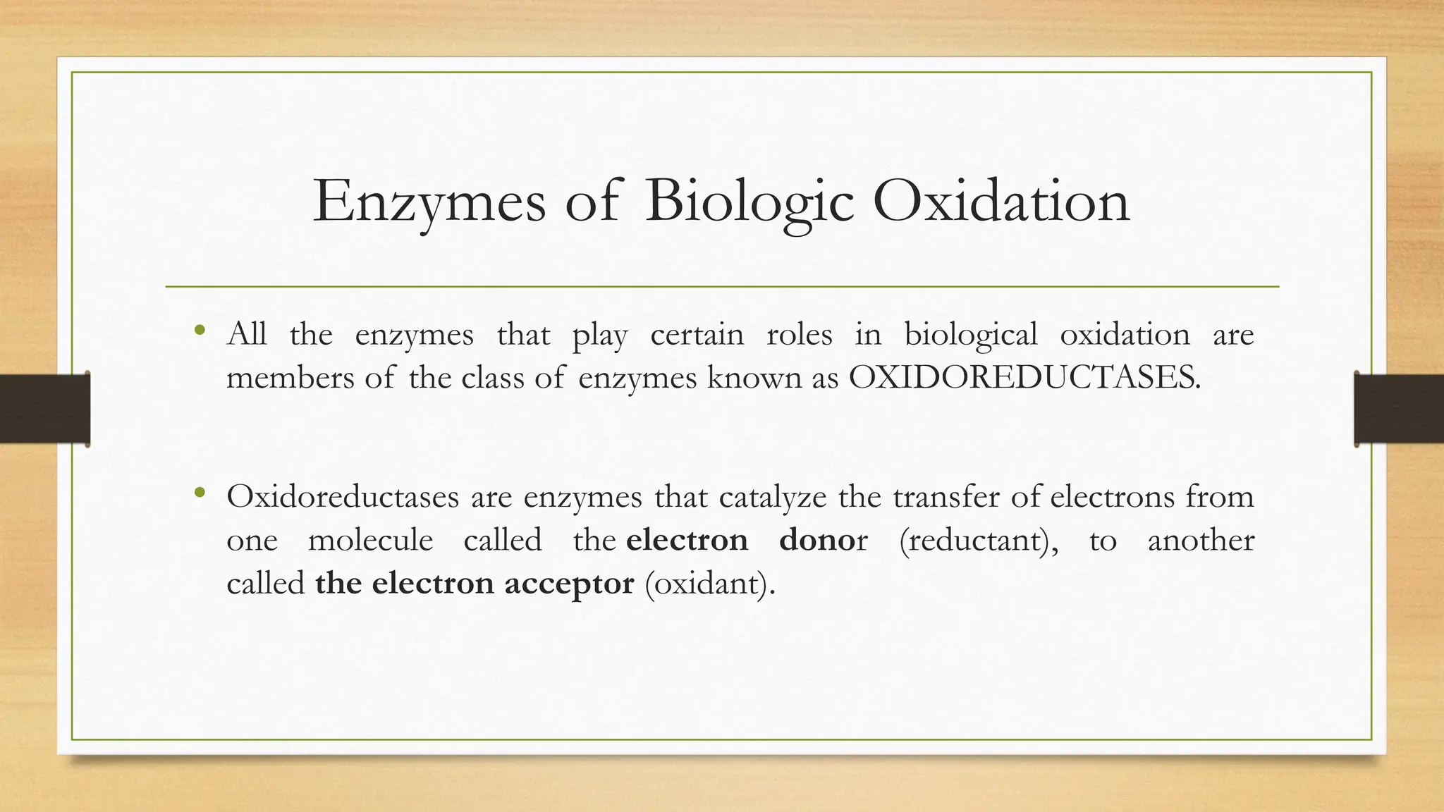 012. ENZYMES OF BIOLOGIC OXIDATION (MBCH 223 BIOENERGETICS AND ...