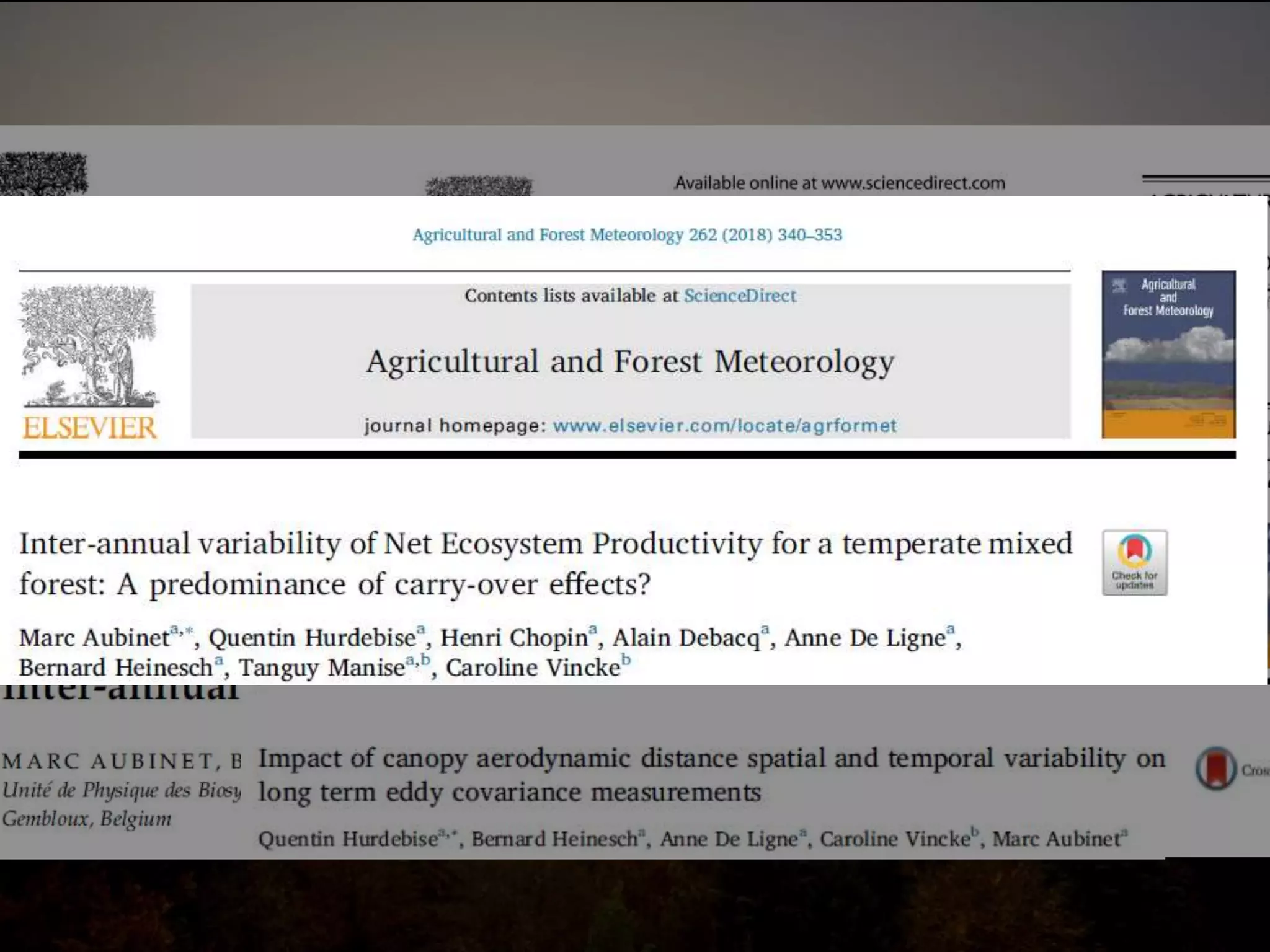 Carryover impacts on Net Ecosystem Productivity in a temperate mixed ...