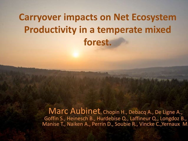 Carryover impacts on Net Ecosystem Productivity in a temperate mixed ...