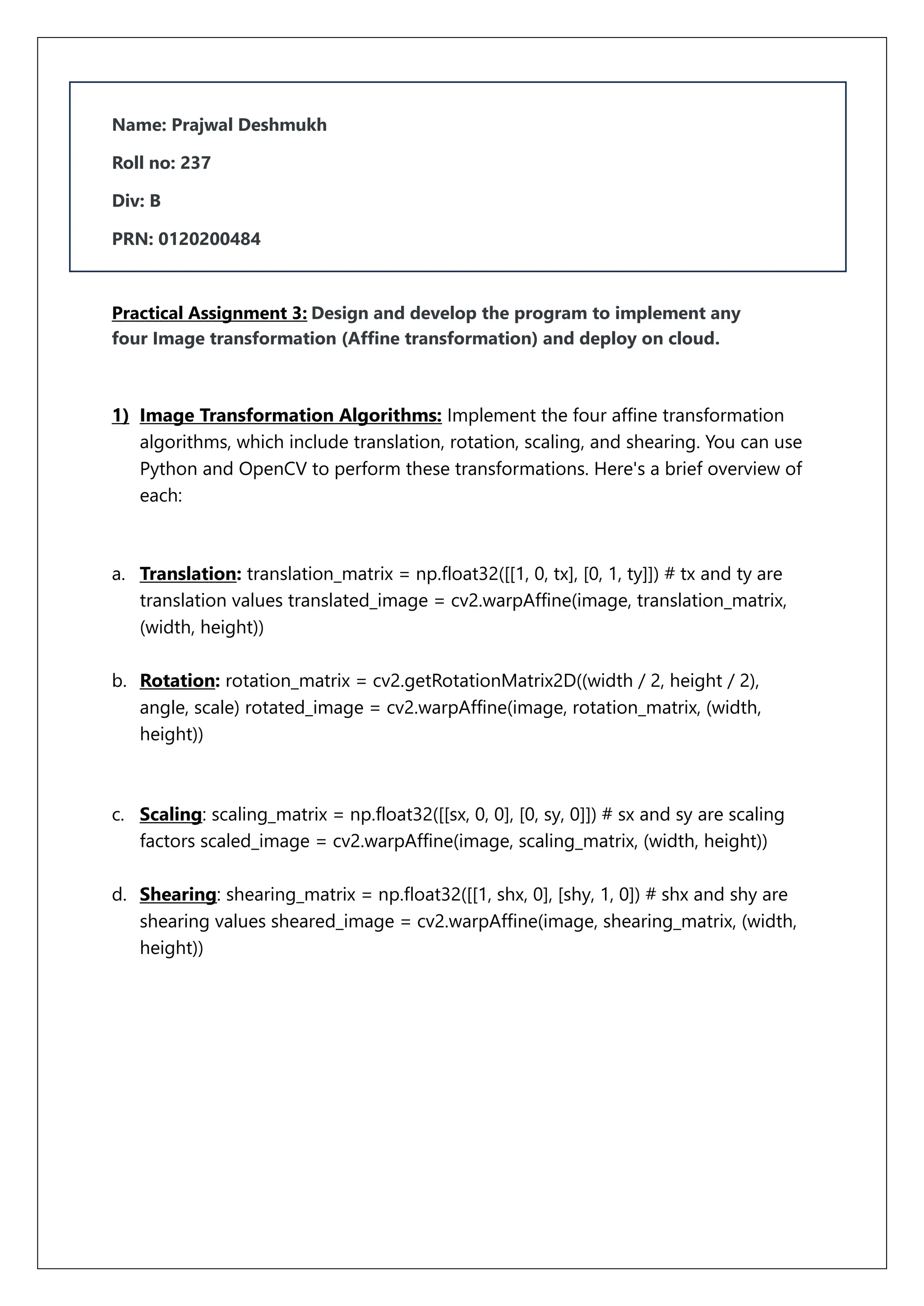 Computer vision image enhancement ppt prajwal deshmukh | PDF