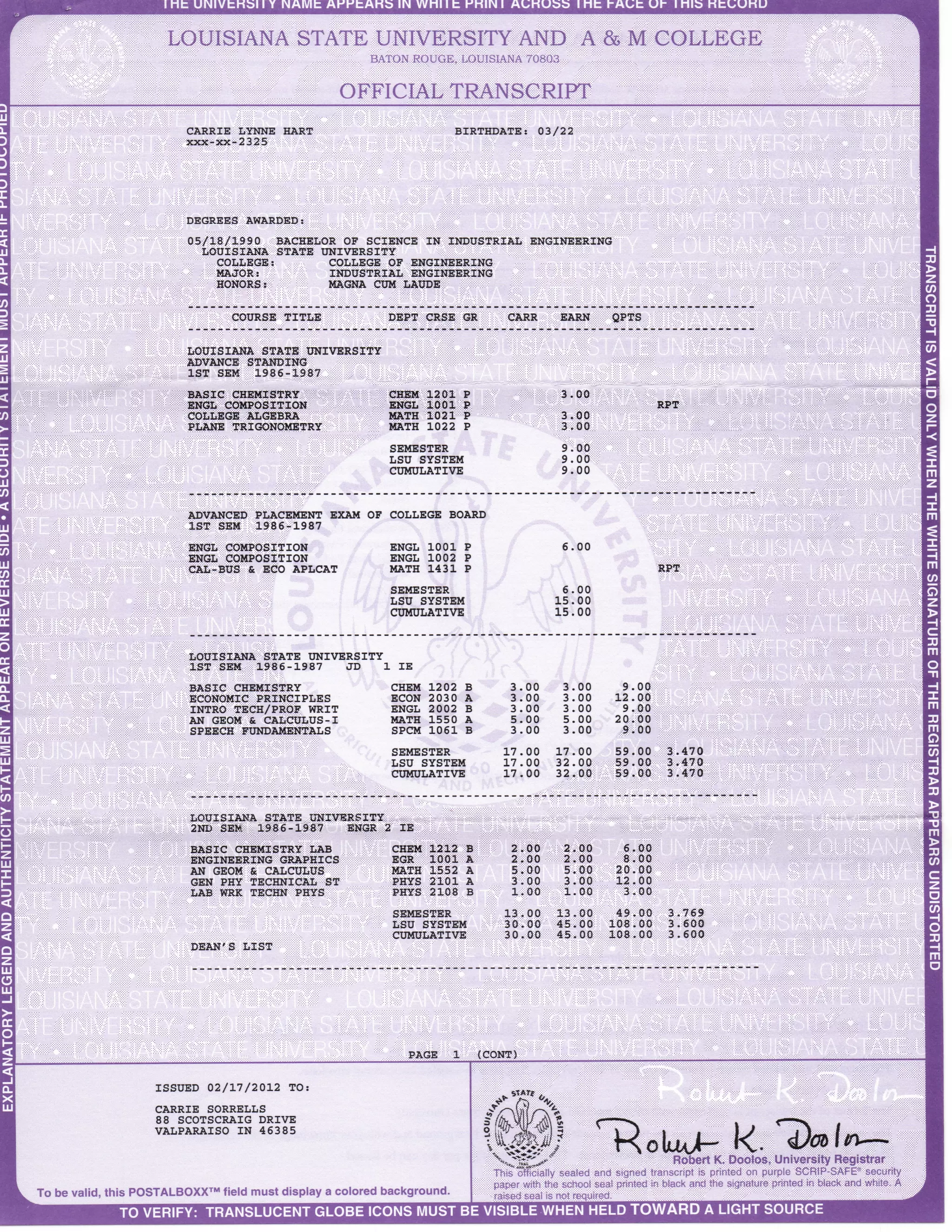 LSUTranscript001 | PDF