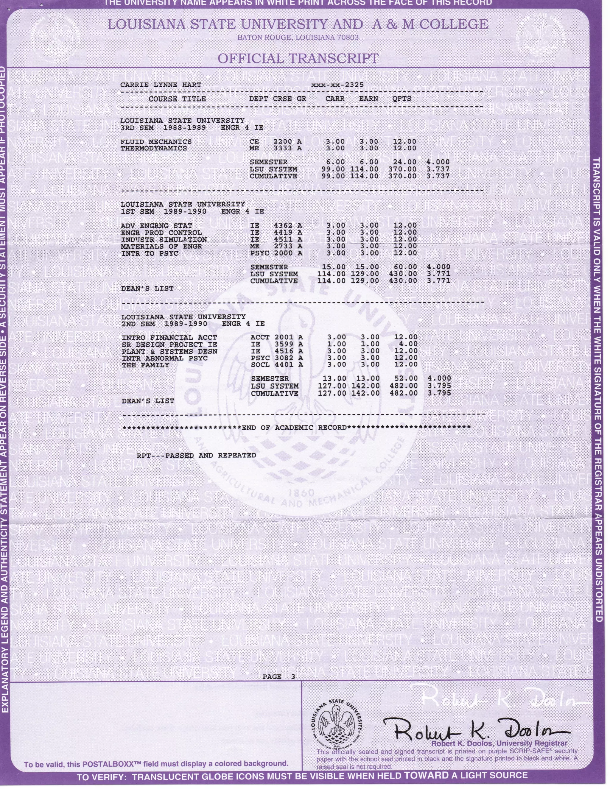 LSUTranscript001 | PDF